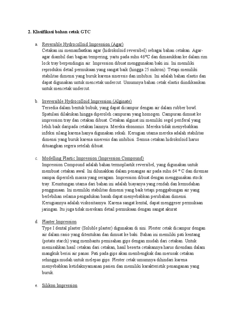 Klasifikasi Bahan Cetak GTC | PDF