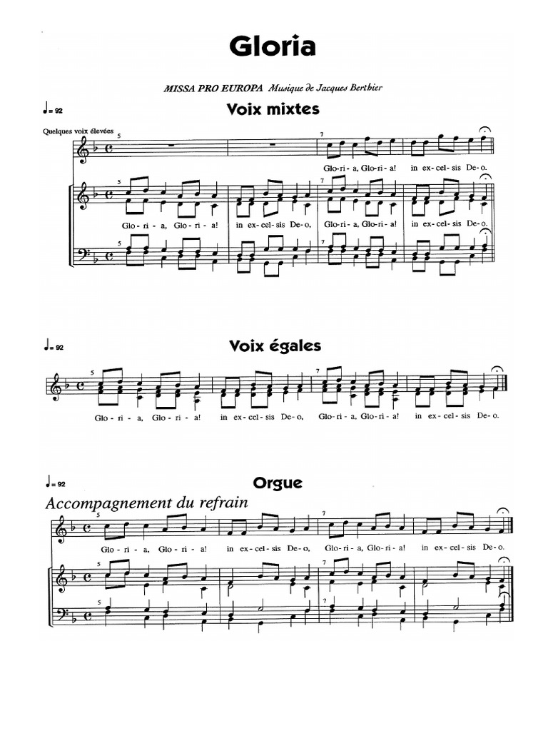 Gloria From The Missa Pro Europa (Berthier) | PDF