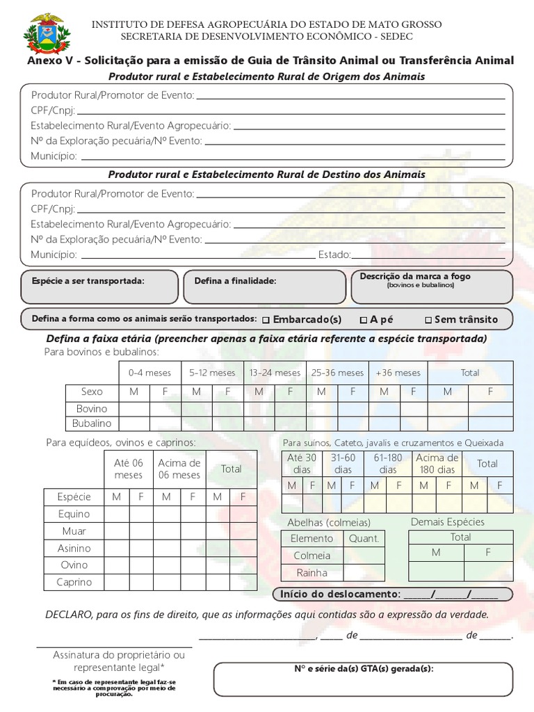 Solicitação de Guia de Trânsito Animal | PDF