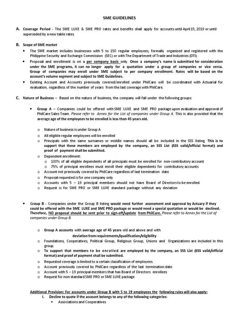 SME GUIDELINES For Intermediaries Rev Ao 4.15.19 (Edited 053019) | PDF ...