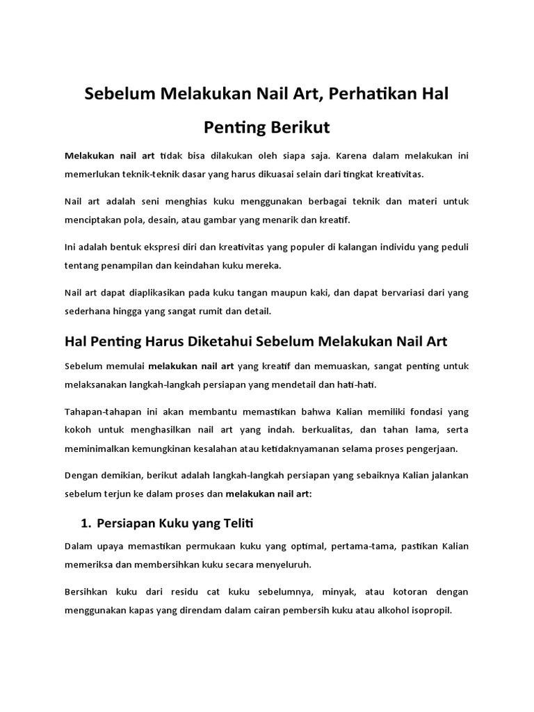 Sebelum Melakukan Nail Art, Perhatikan Hal Penting Berikut | PDF