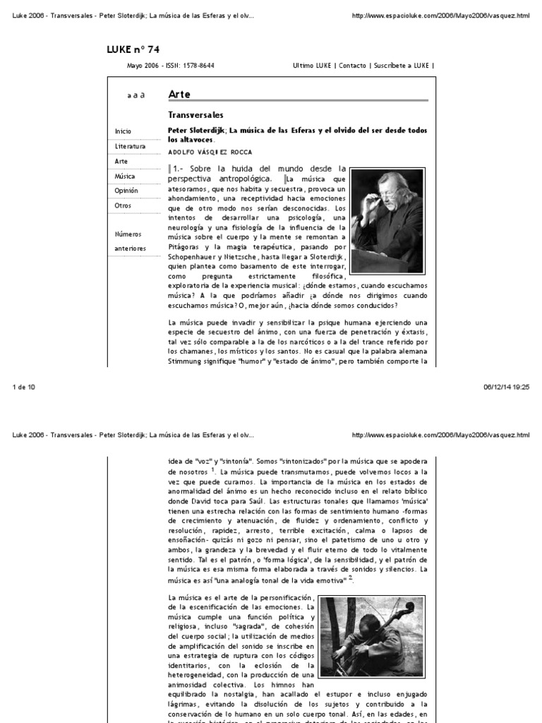 Peter Sloterdijk La Musica de Las Esfera | PDF | Martin Heidegger