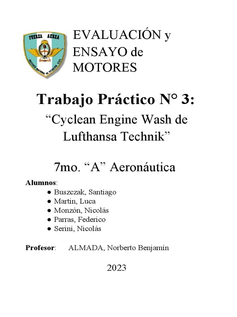 2023 23 06 G3 TP3 Cyclean Engine Wash Lufthansa | PDF | Motores | Temperatura