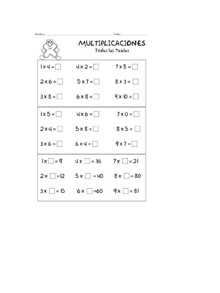 Ejercicios de Multiplicación para Niños | PDF | Tecnología