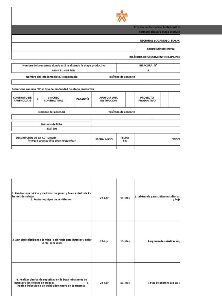 Bitácora de Etapa Productiva SENA | PDF