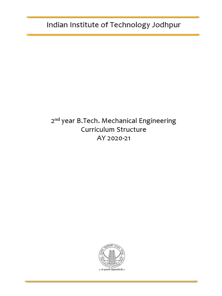 IIT Jodhpur B.Tech Mechanical Curriculum | PDF | Mechanical Engineering | Engineering