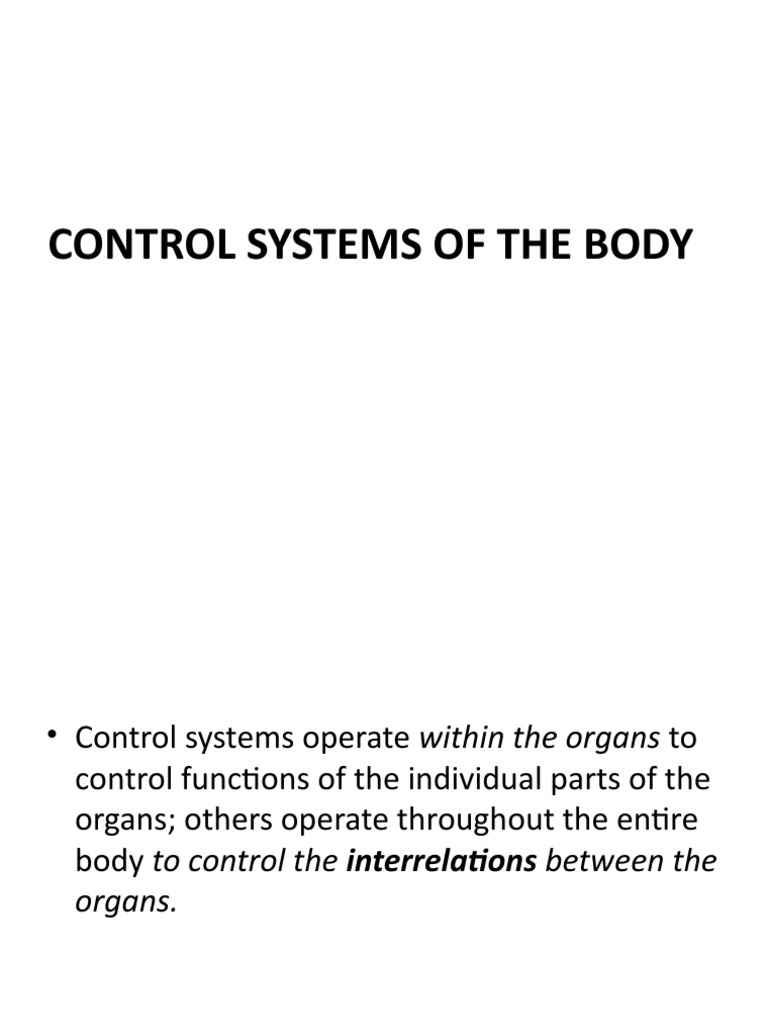 Control Systems of The Body | PDF | Wellness | Science & Mathematics