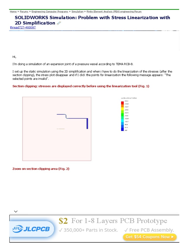 SOLIDWORKS Simulation - Problem With Stress Linearization With 2D Simplification - Finite ...