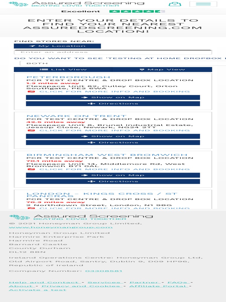 Covid Testing Locations - Assured Screening | PDF