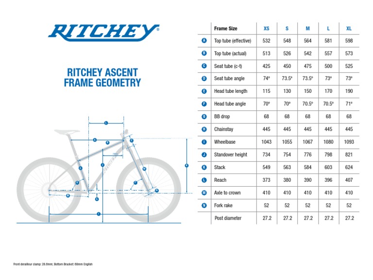 Ritchey Ascent Frame Geometry Specs | PDF