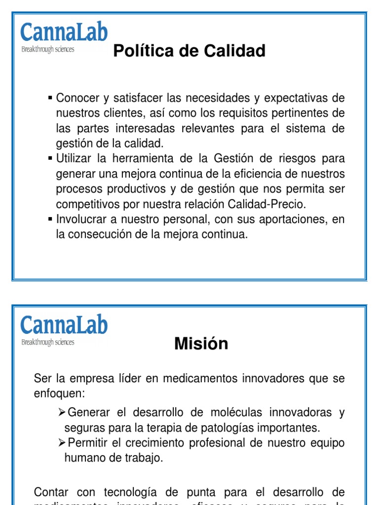 Politica de Calidad, Misión y Visión | PDF