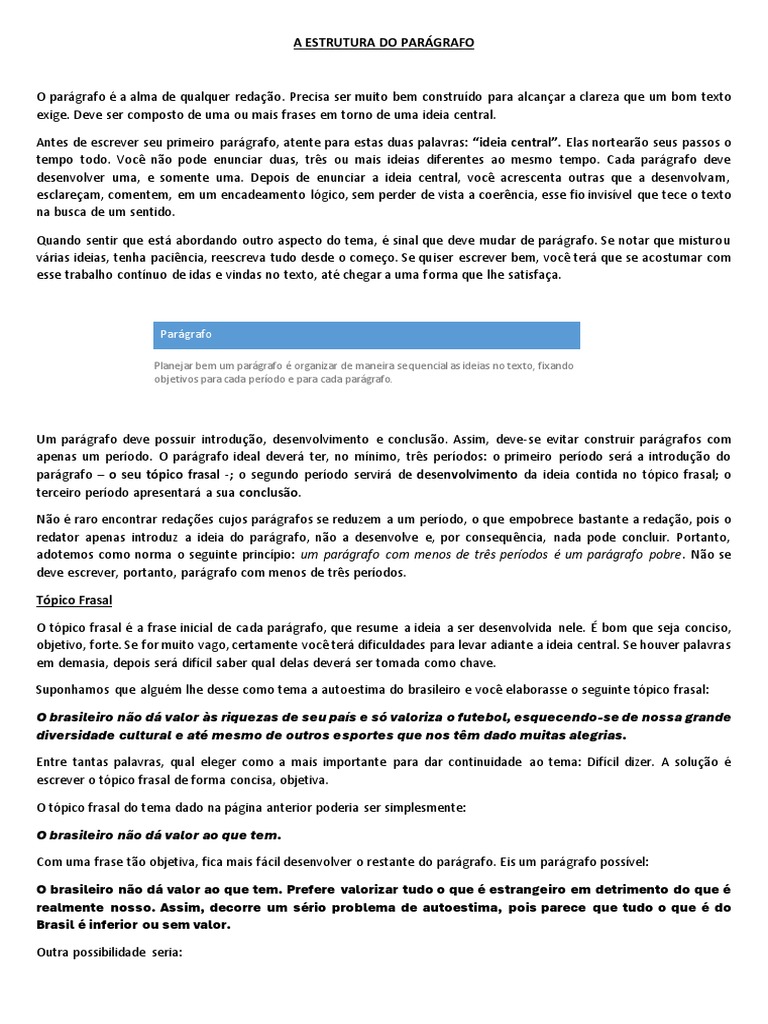 A Estrutura Do Parágrafo | PDF