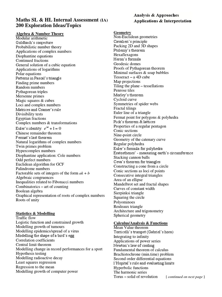 Math AA IA Explorations | PDF