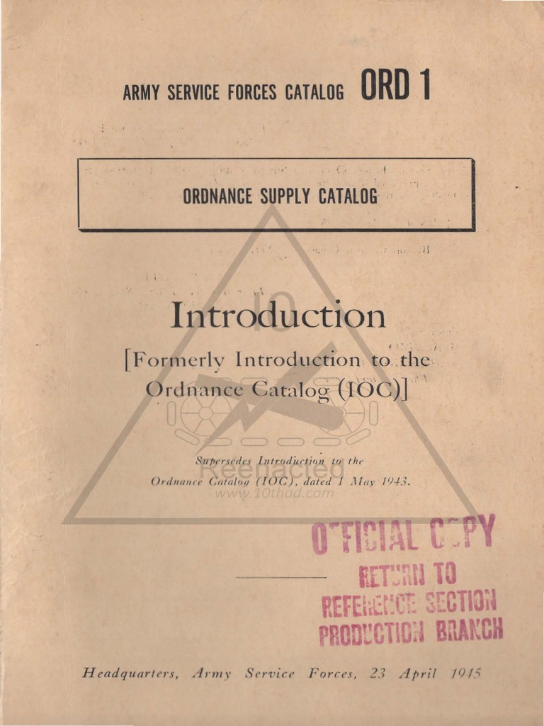 Army Ordnance Supply Catalog Intro | PDF