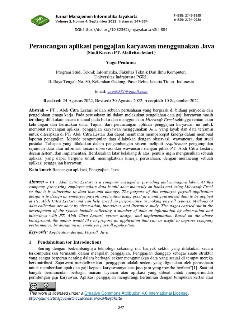 Perancangan Aplikasi Penggajian Karyawan Menggunakan Java: Jurnal ...