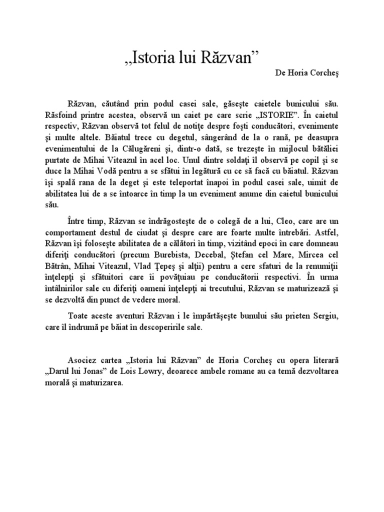 Istoria Lui Răzvan - Rezumat | PDF