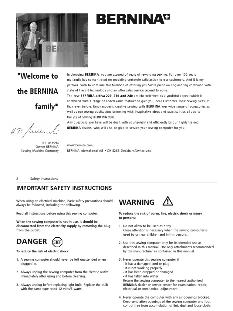 Bernina Activa 220 230 240 EN | PDF
