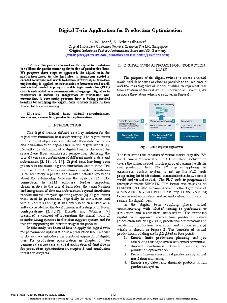 Digital Twin Application For Production Optimization | PDF