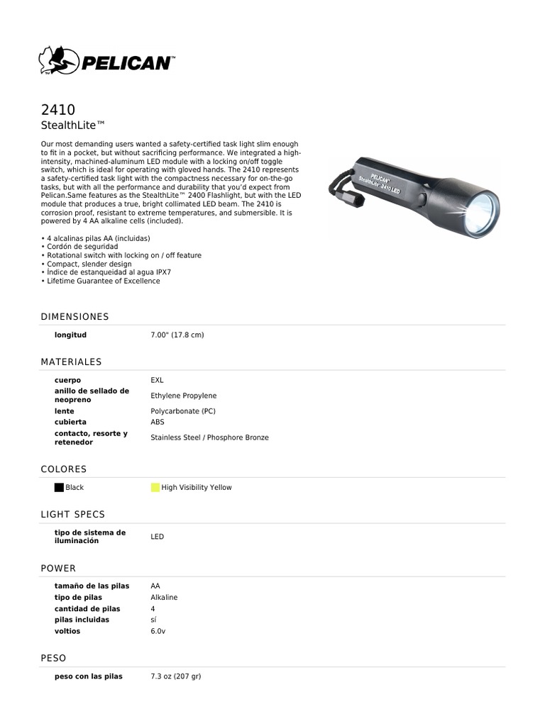 Pelican 2410 Flashlights | PDF | Flashlight | Building Materials