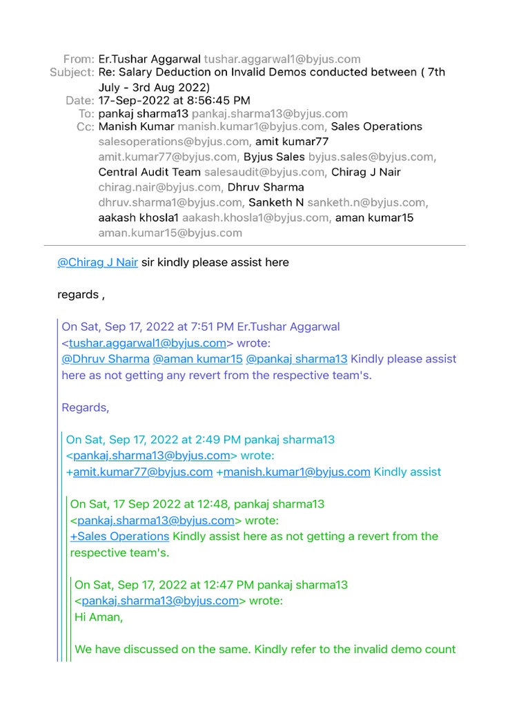 Re Salary Deduction On Invalid Demos Conducted Between (7th July - 3rd ...