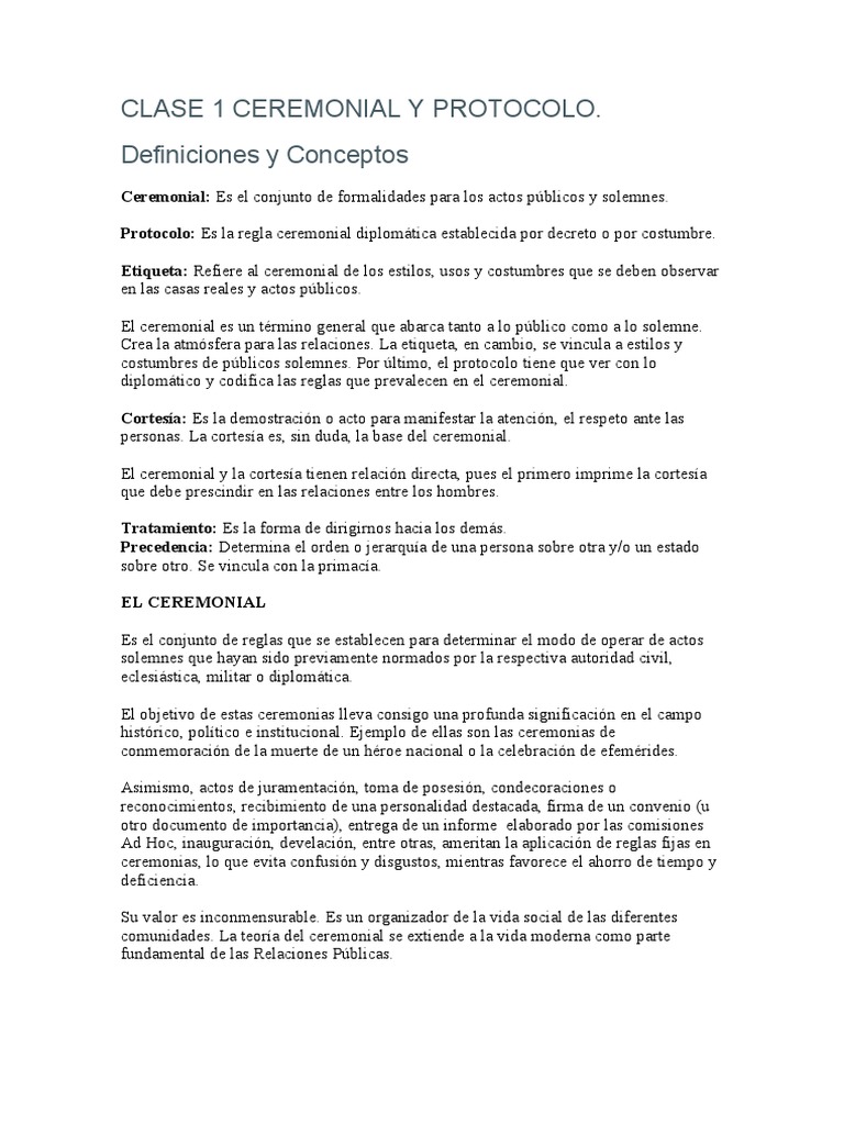 Clase 1 Ceremonial y Protocolo | PDF