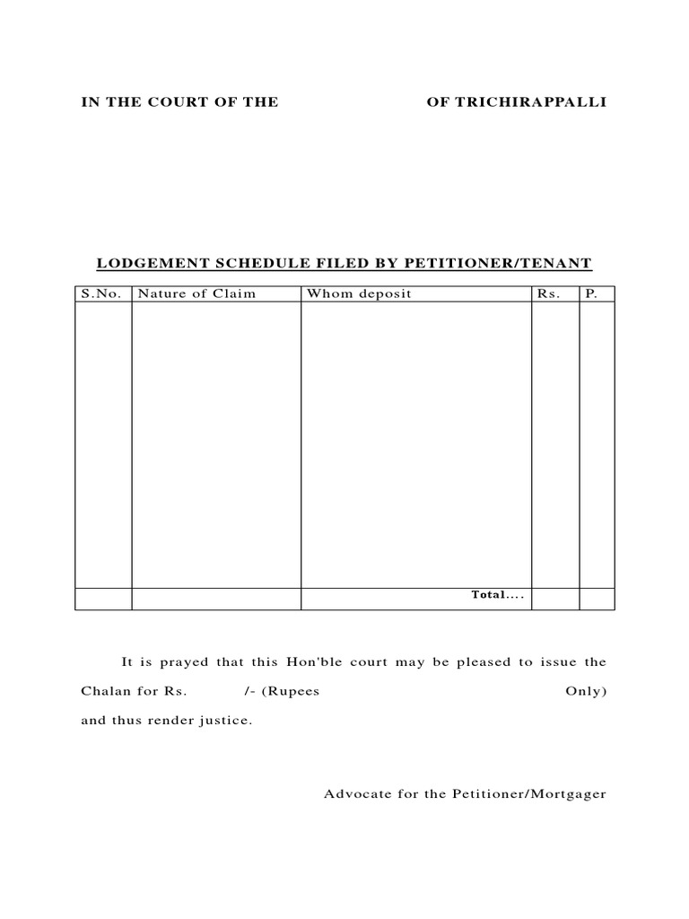 Lodgement Schedule | PDF