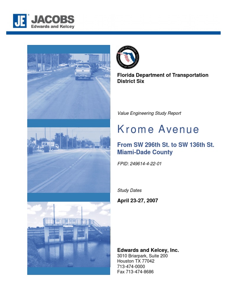 Krome Avenue Value Engineering Report | PDF | Intersection (Road) | Traffic