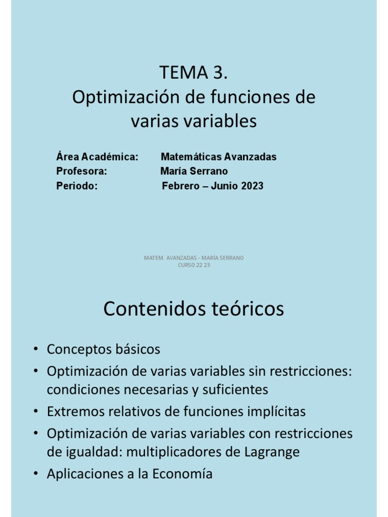 Tema 3. Optimización de Funciones de Varias Variables | PDF