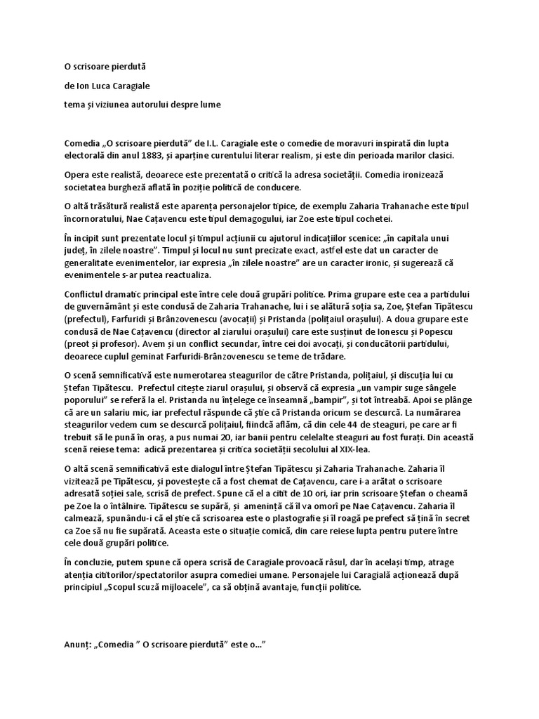 Caracterizare 1 | PDF