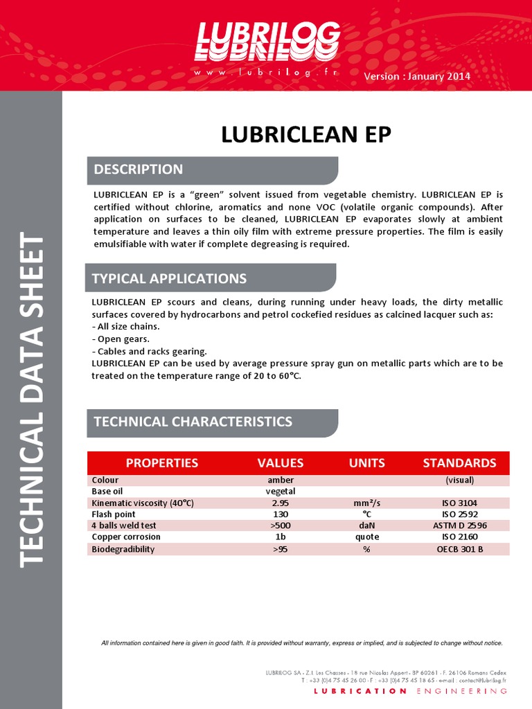 Eco-Friendly Lubricant Technical Data Sheet | PDF