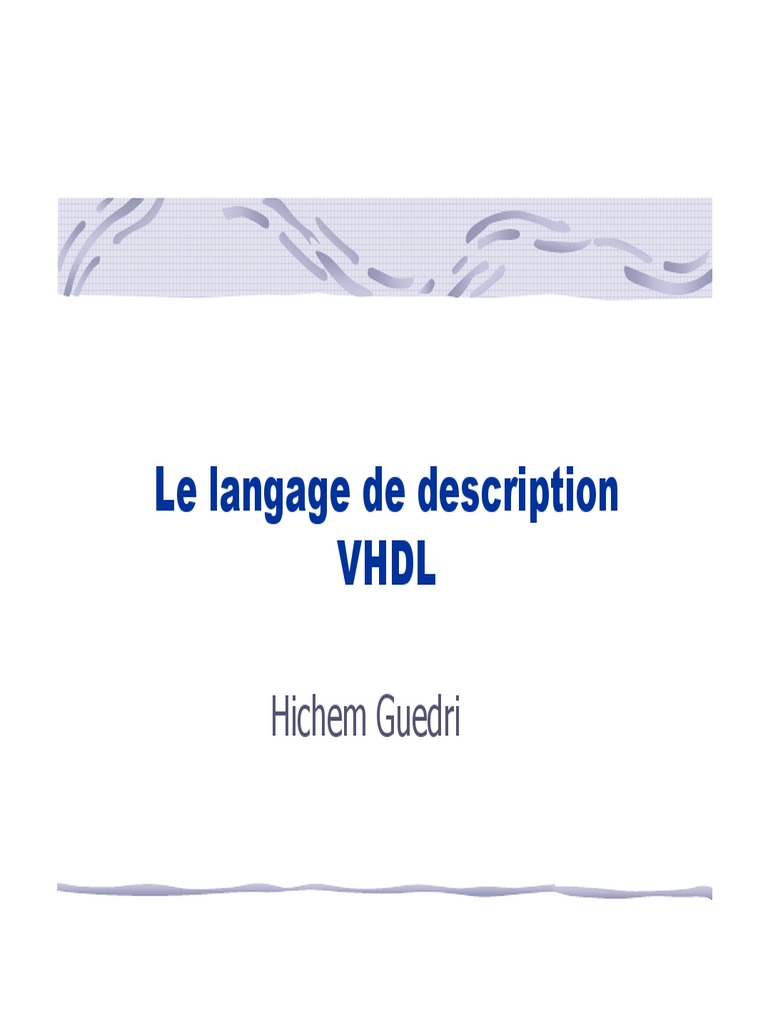 Chapitre 1 VHDL | PDF