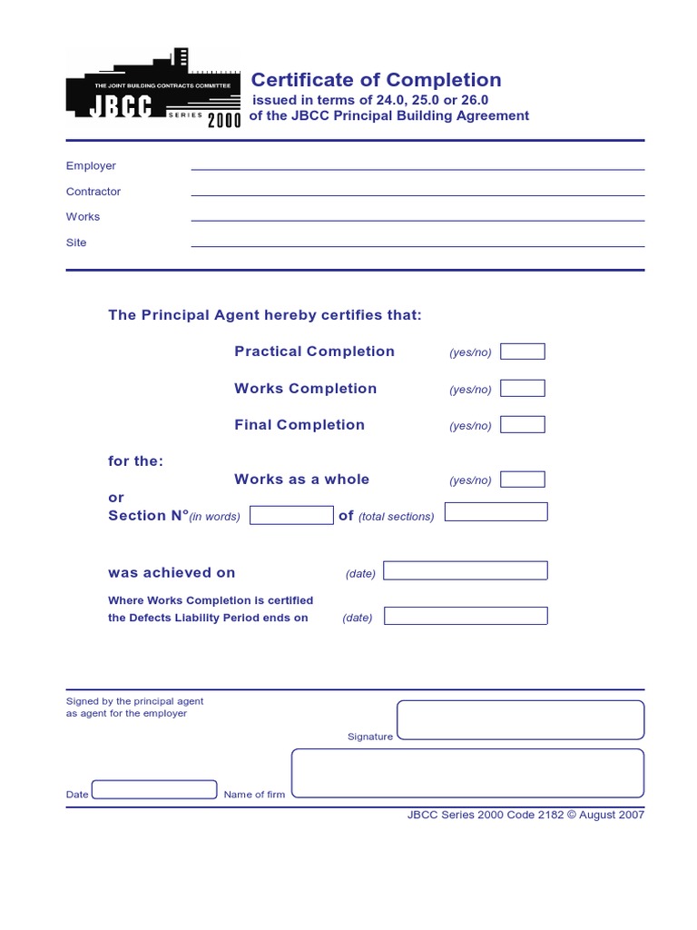 2182 Cert Completion Aug 07 | PDF