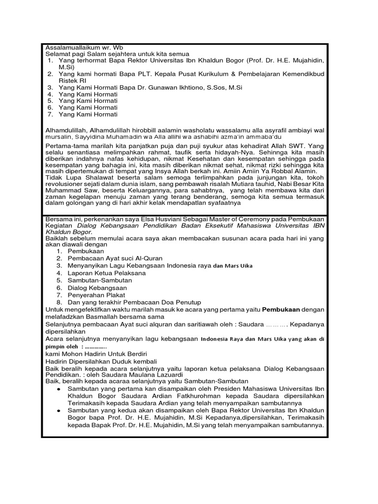 Teks MC Dialog Kebangsaan | PDF