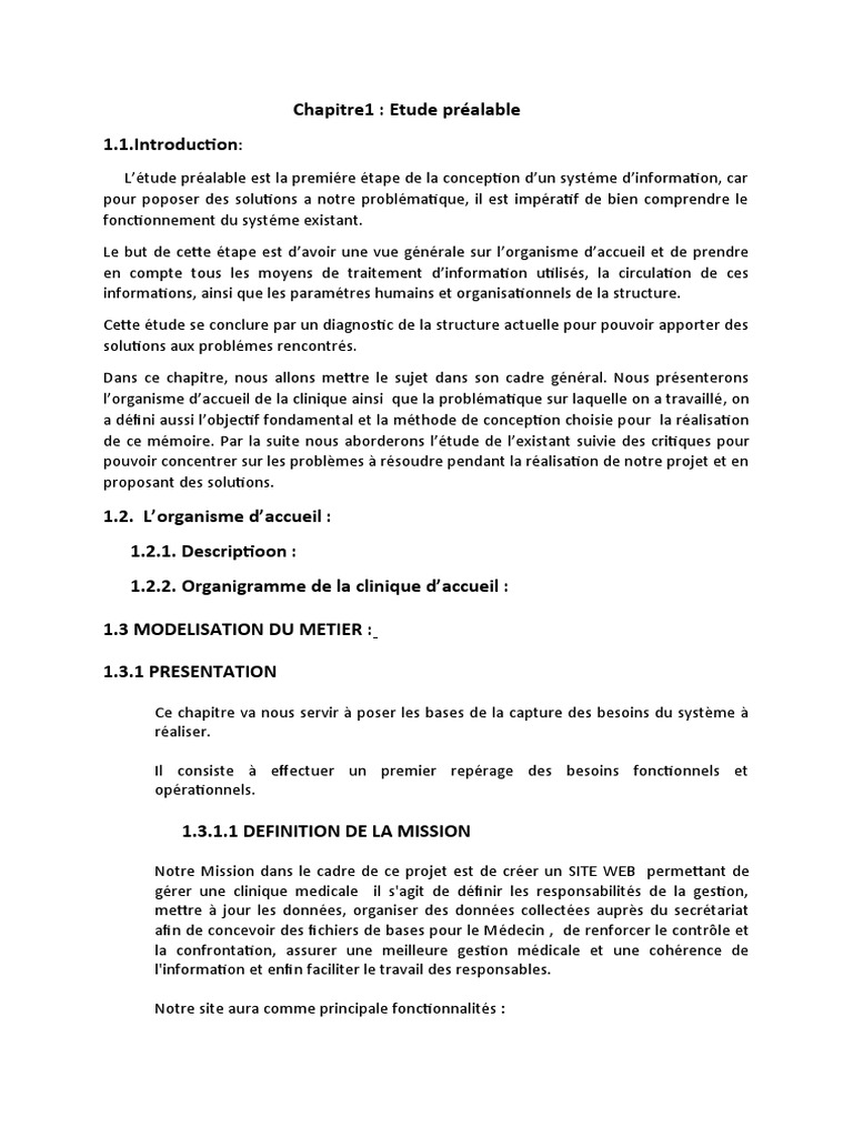 Étude Préalable pour Gestion Clinique | PDF | Développement personnel ...