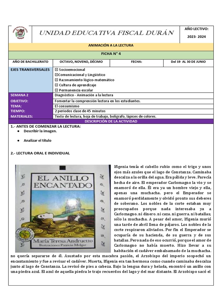 Animación A La Lectura Ficha | PDF