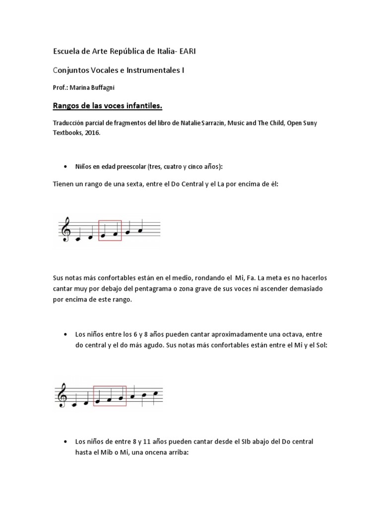 Copia de Rango y Tessitura de Las Voces Infantiles | PDF