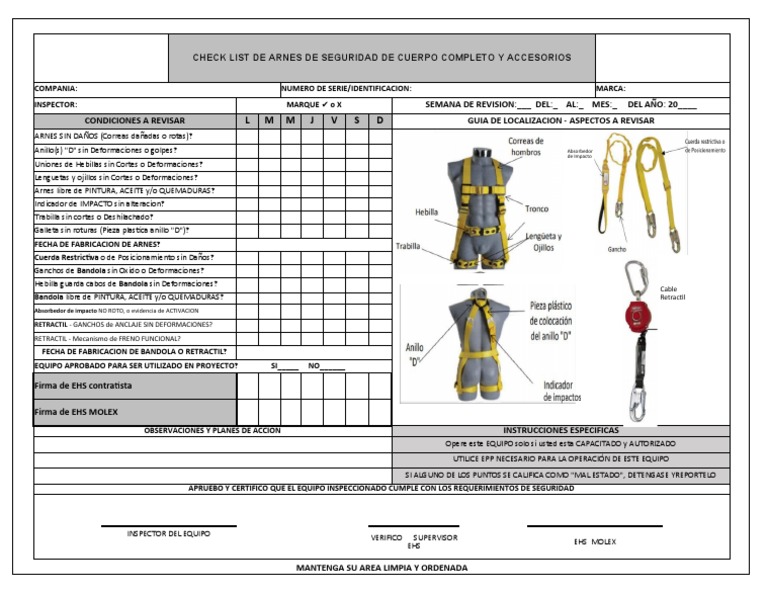 Check List Arnes de Cuerpo Completo y Accesorios | PDF