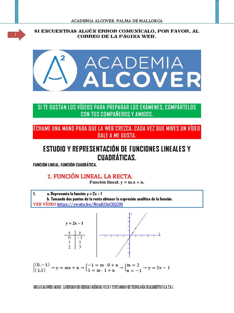 Funciones Lineal y Cuadratica | PDF | Análisis complejo | Álgebra abstracta