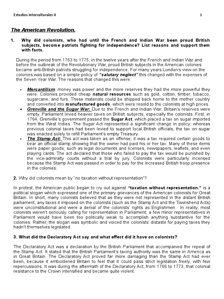 The American Revolution Pdf Kingdom Of Great Britain British