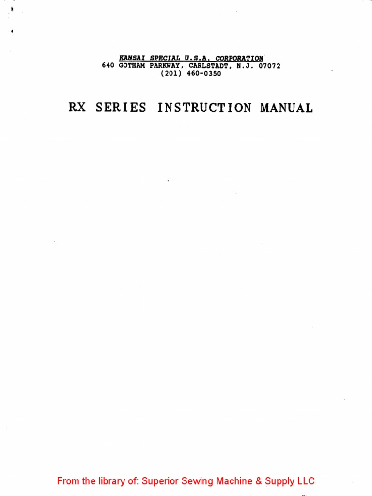 Kansai RX Series Instruction Manual (1) | PDF | Sewing Machine | Sewing ...