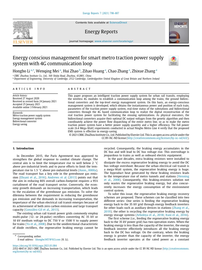 Smart Energy Management for Metro Systems | PDF