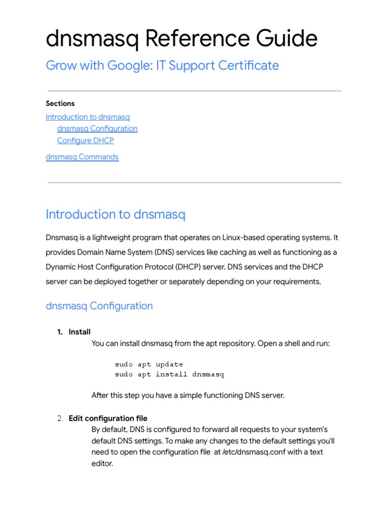 dnsmasq Configuration and Setup Guide | PDF | Computers
