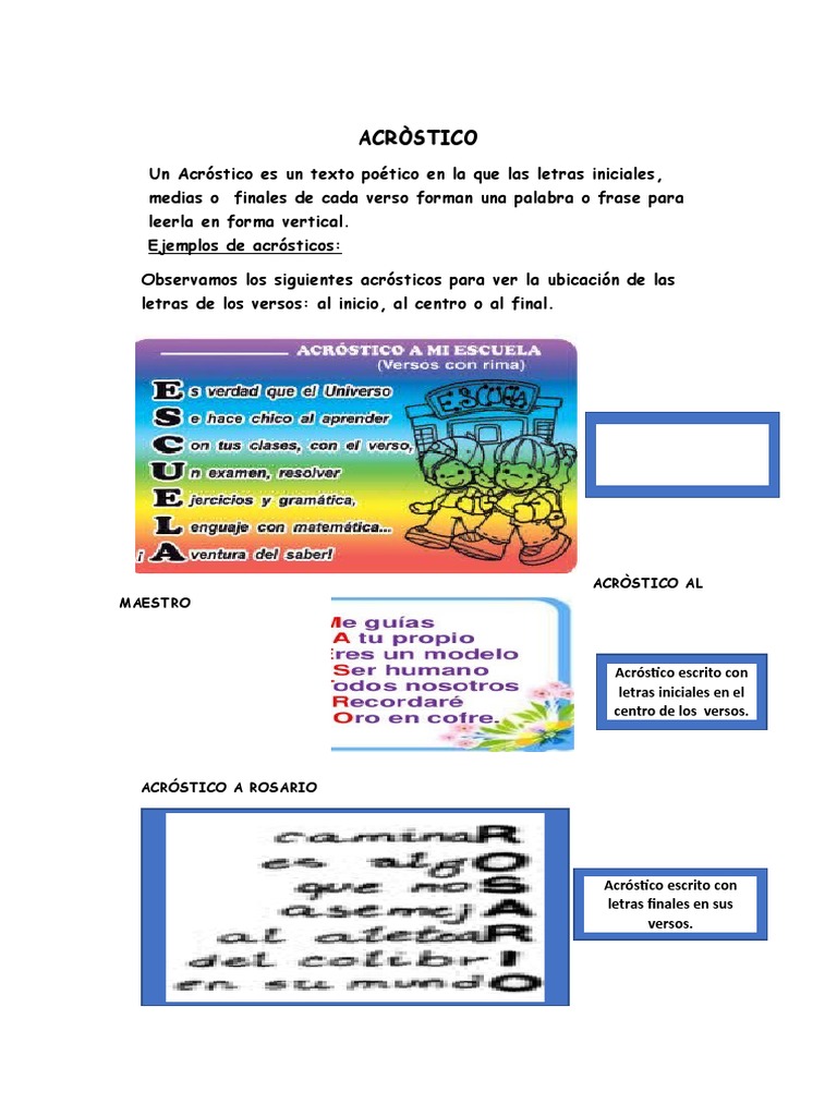 Ejemplos y guía para acrósticos | PDF | Escritura | Lingüística