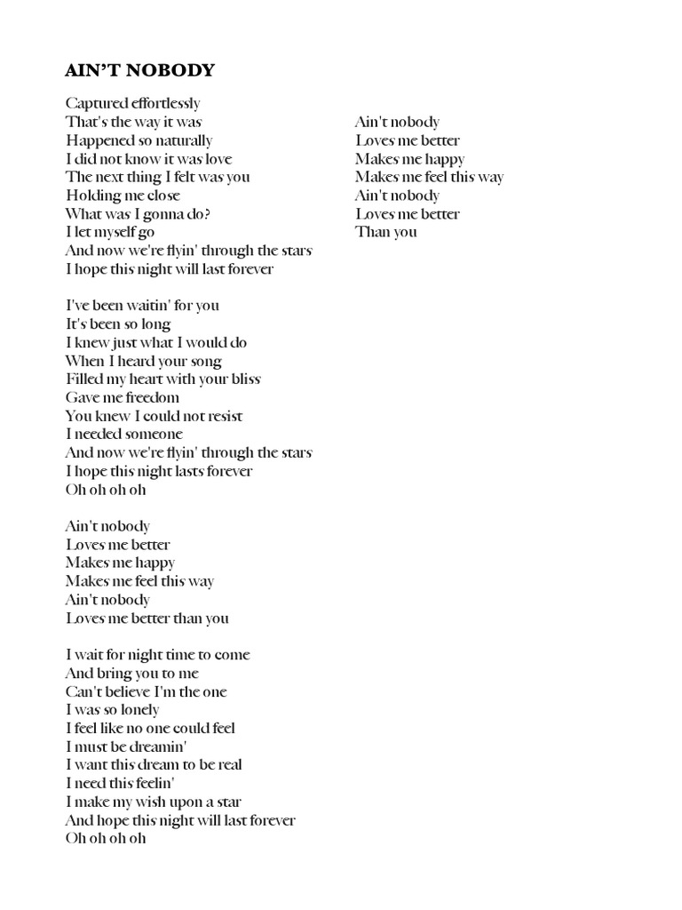 Ain't Nobody | PDF | Poetry