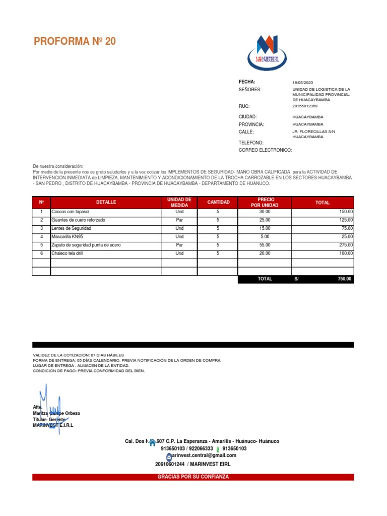 Copia de Proforma - 2 | PDF