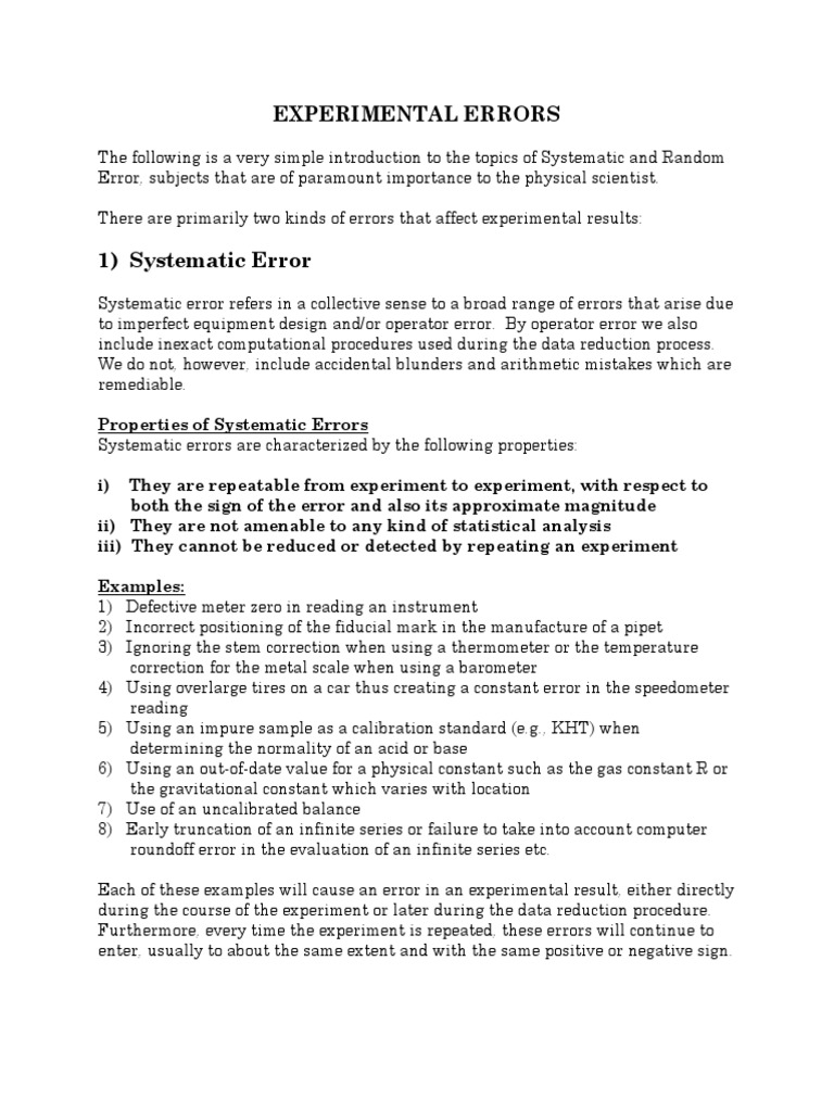 Experimental Error | PDF | Observational Error | Accuracy And Precision Experimental Error | PDF | Observational Error | Accuracy And Precision