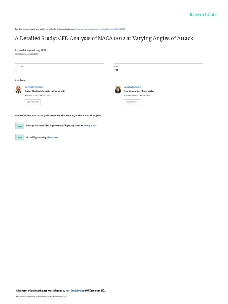CFD Analysis of NACA 0012 Airfoil | PDF | Technology & Engineering