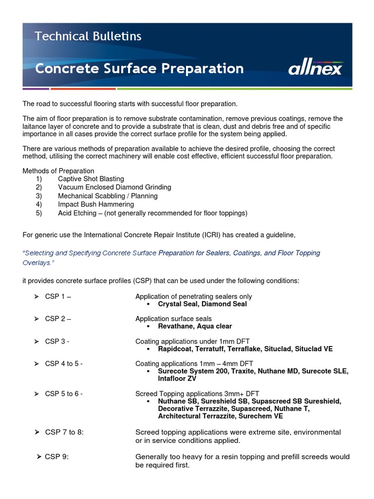 Concrete Floor Preparation Methods | PDF | Technology & Engineering