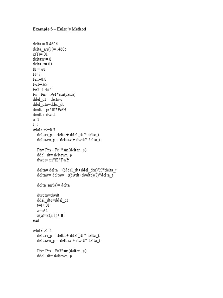 Euler's Method Example for Delta Calculation | PDF
