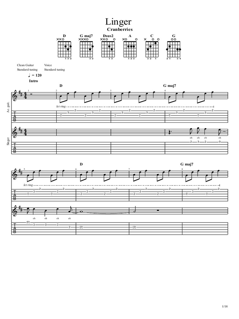 Linger by Cranberries Chords and Lyrics | PDF | Elements Of Music ...